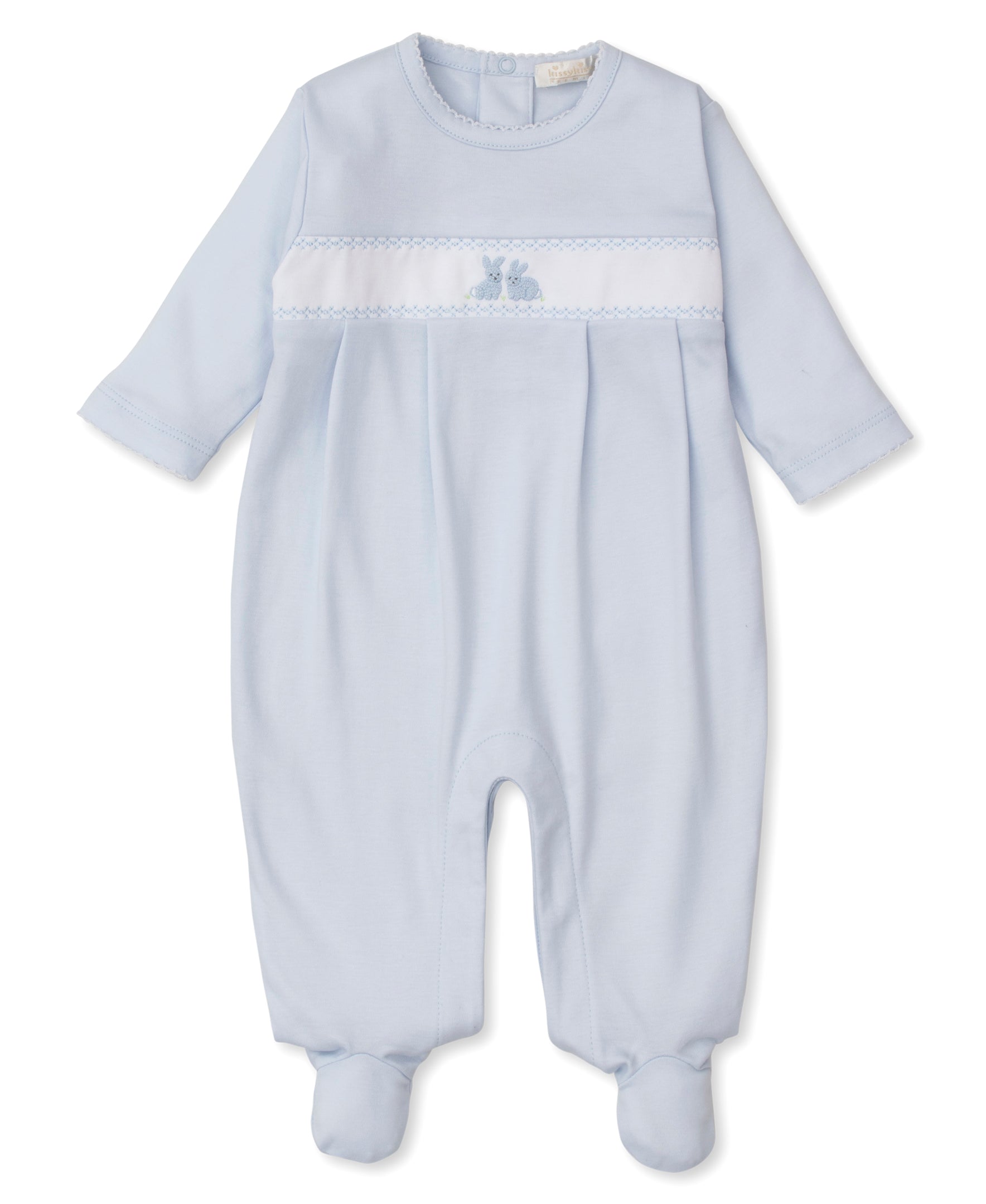 Premier Cottontail Hollows: Blue Footie w/ Hand Embroidered Bunnies – K ...