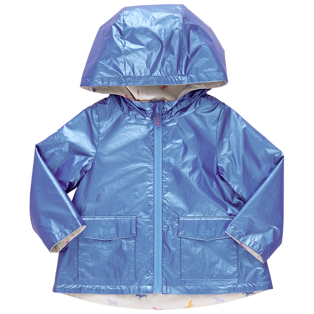 Girls Rafa Rain Coat - Blue Metallic – K&K's Giving Tree