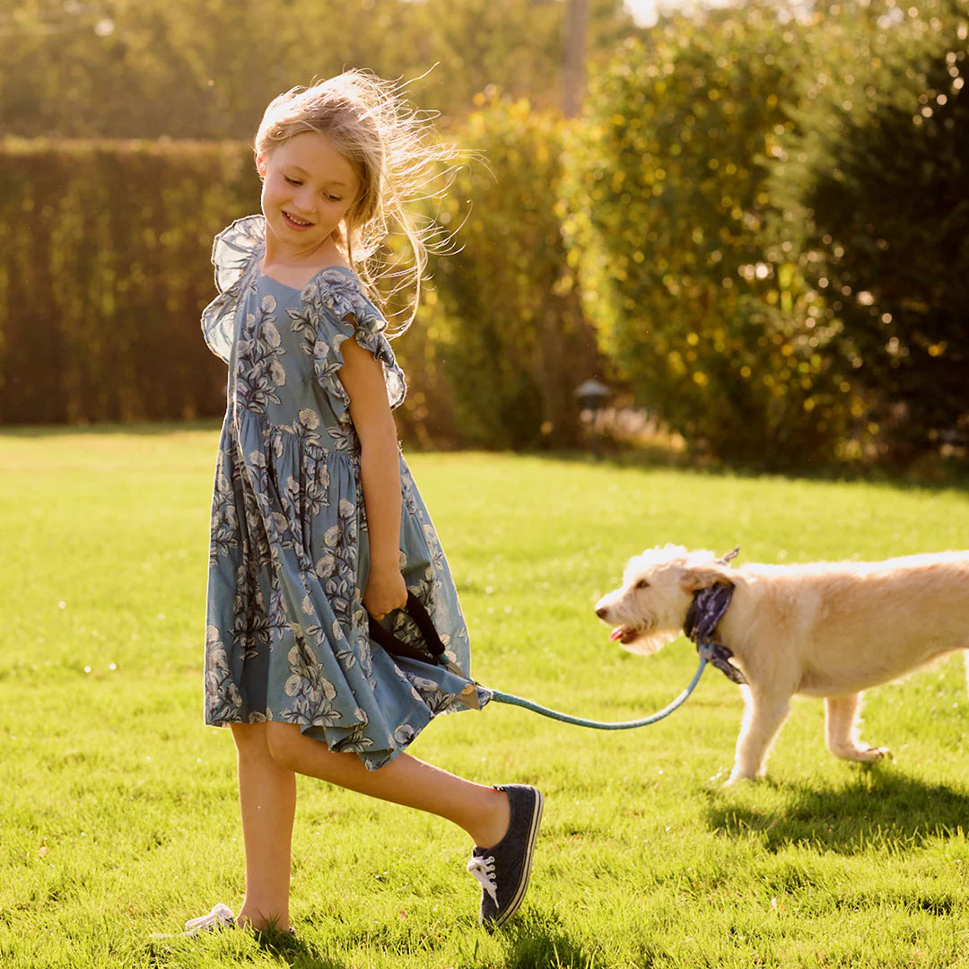 Girls Elsie Dress - Blue Bouquet Floral – K&K's Giving Tree