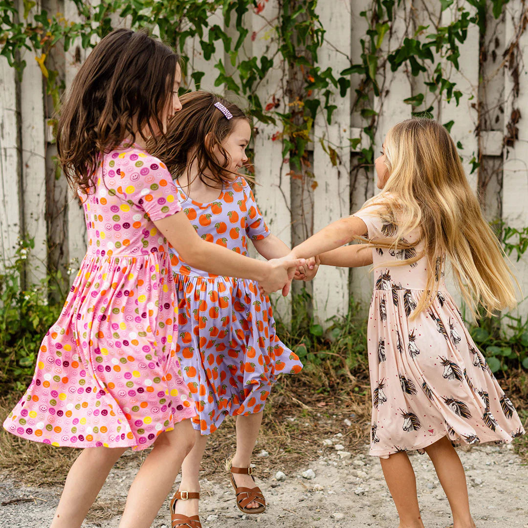 Girls Bamboo Steph Dress - Smiley Faces – K&K's Giving Tree