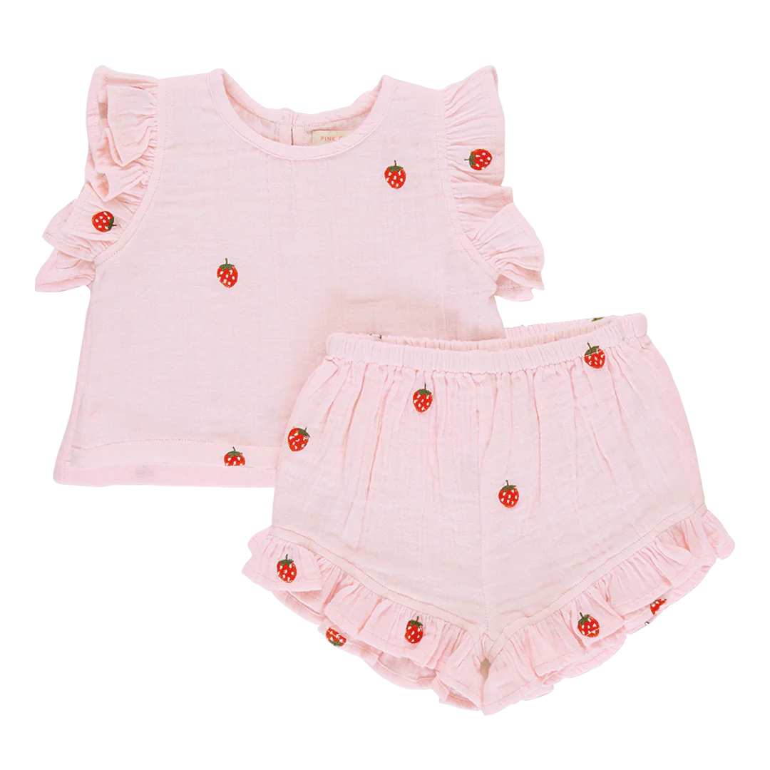 Baby Girls Roey 2-Piece Set - Strawberry Embroidery – K&K's Giving Tree
