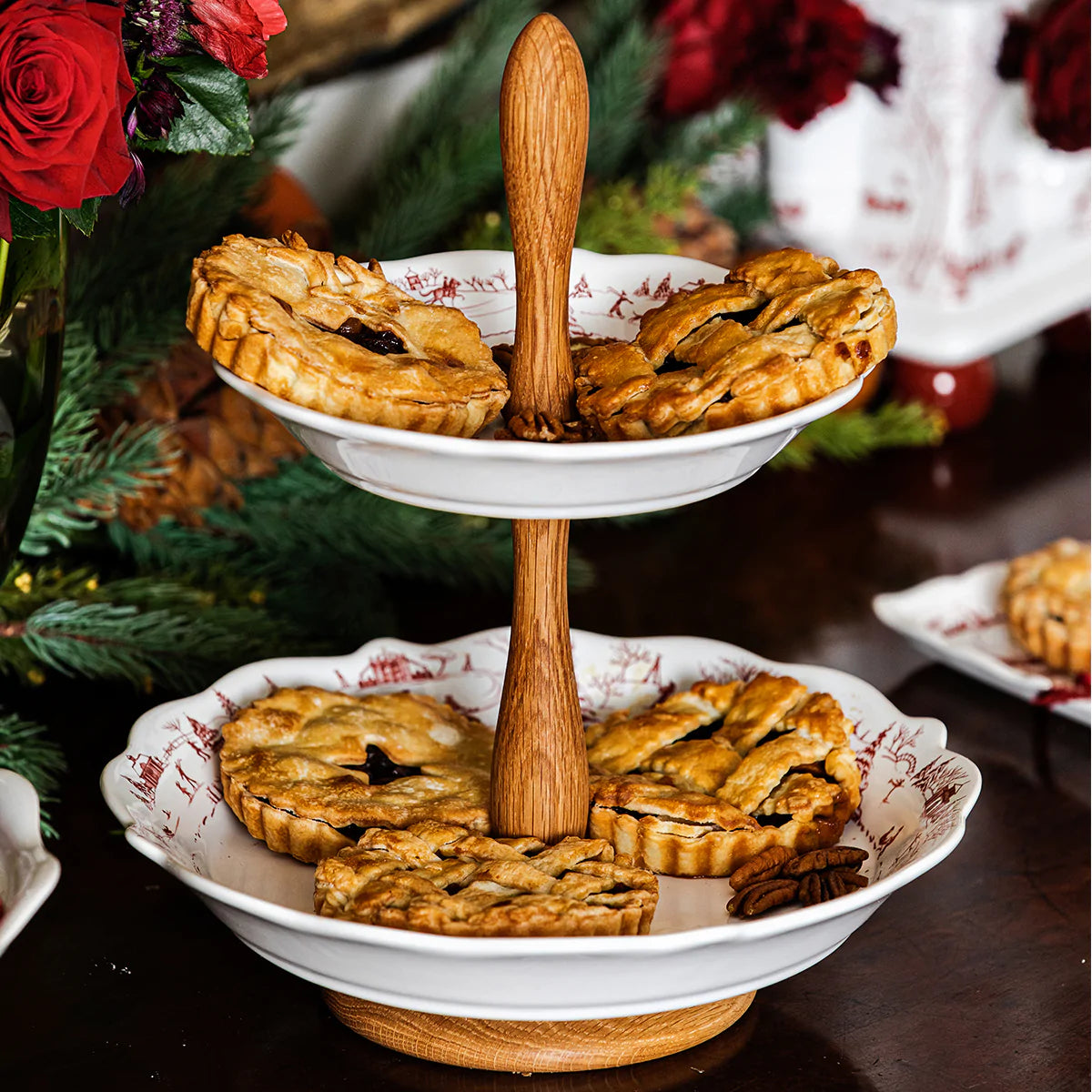 Country Estate Winter Frolic Two Tiered Server - Ruby – K&K's Giving Tree